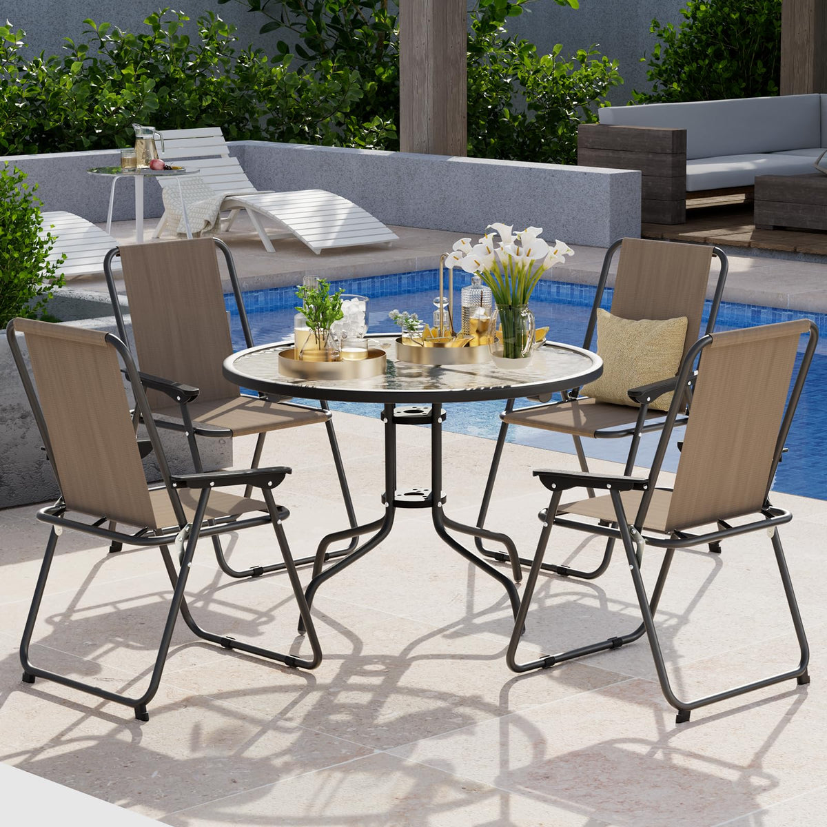 UDPATIO Folding Patio Chairs Set, Patio Dining Chairs Set of 4 and 31.